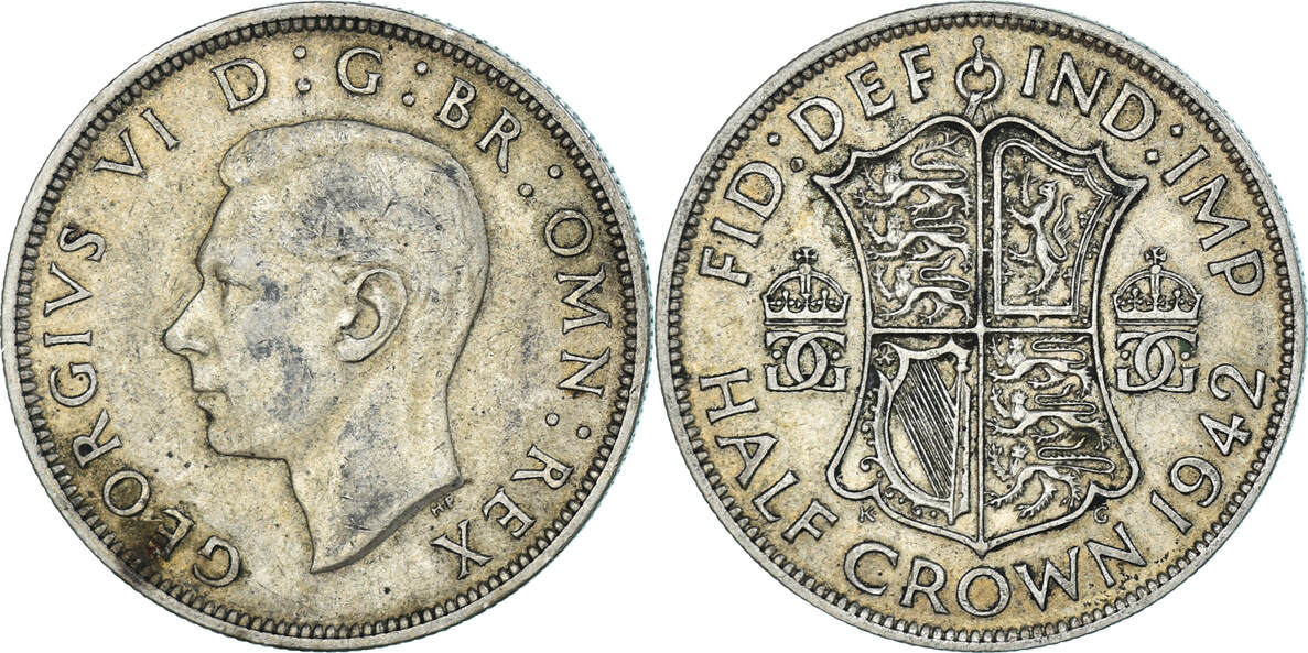 Großbritannien 1/2 Crown 1942 British Royal Mint Münze, George VI ...