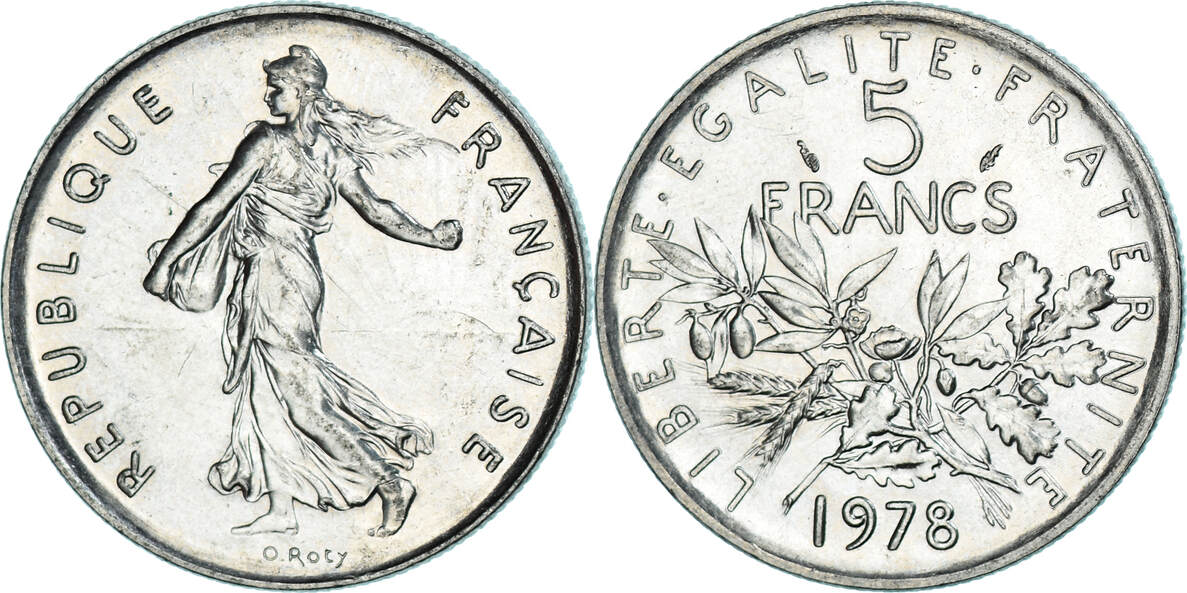 Frankreich 5 Francs 1978 Paris Münze, Semeuse, Paris, UNZ, Nickel Clad | MA-Shops