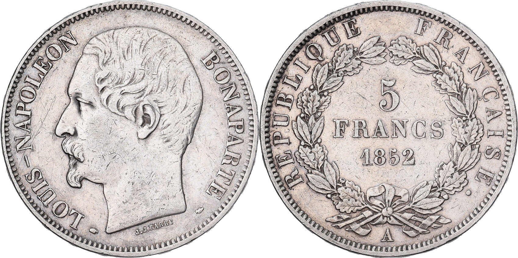 Frankreich 5 Francs 1852 Paris Louis-Napoléon Bonaparte, Paris, Epreuve ...
