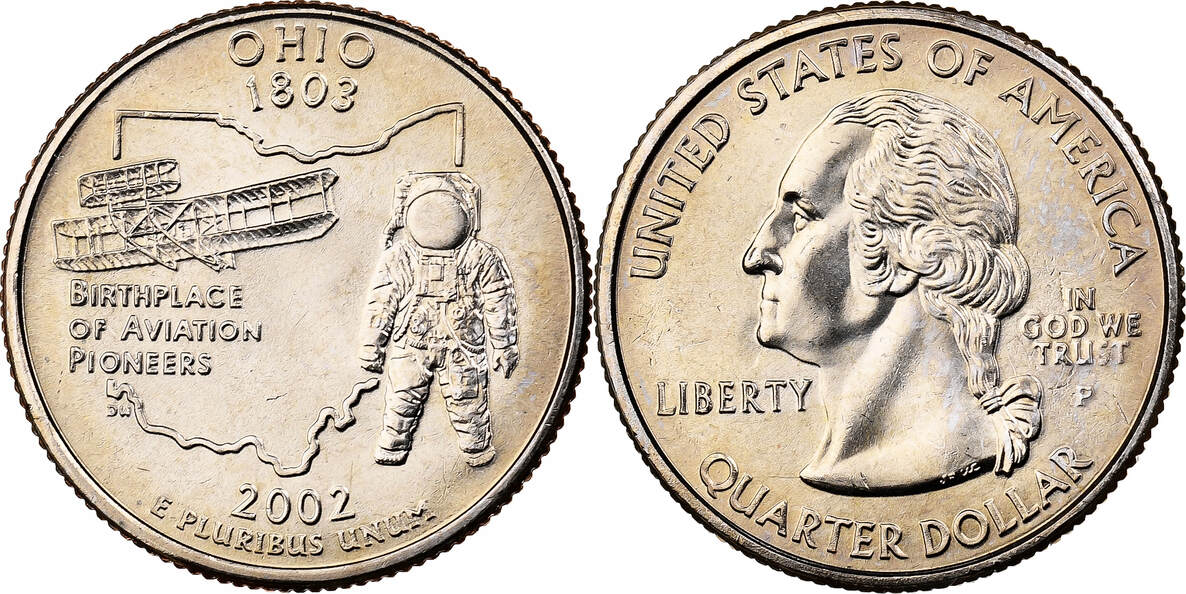 Vereinigte Staaten 2002 P Quarter Dollar, U.S. Mint, Ohio 1803 UNZ | MA ...
