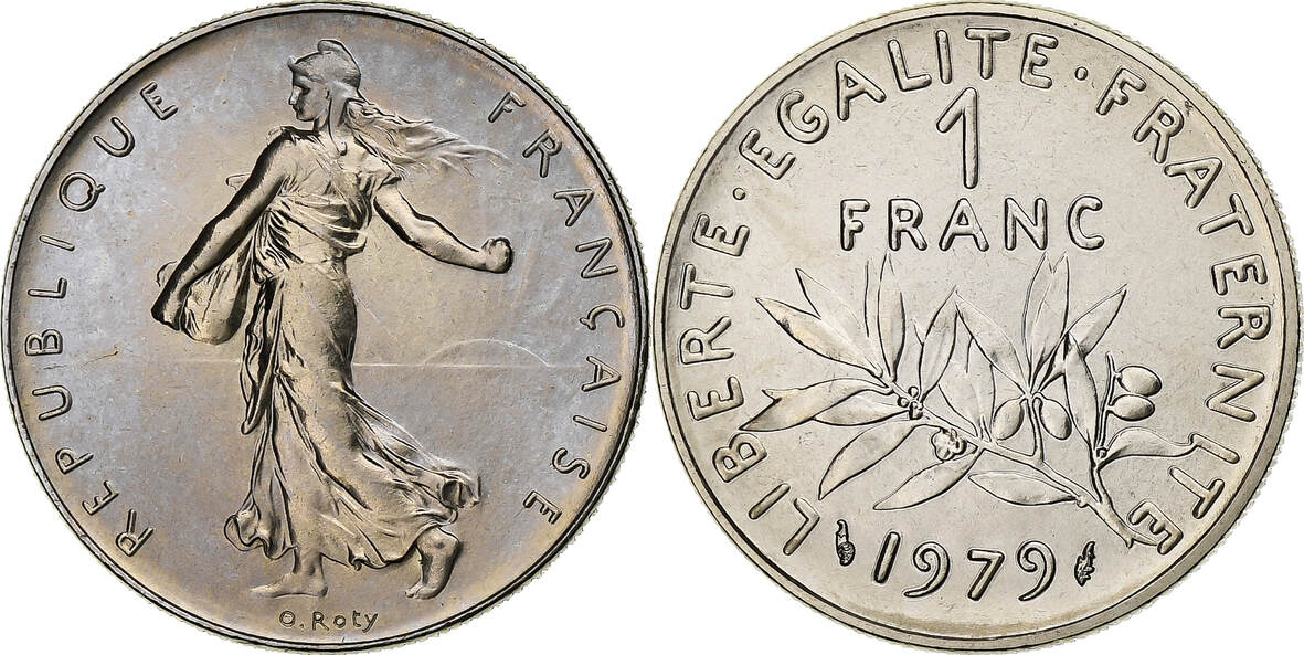 Frankreich Franc 1979 Paris Münze, Semeuse, Paris, série FDC, STGL, Nickel | MA-Shops