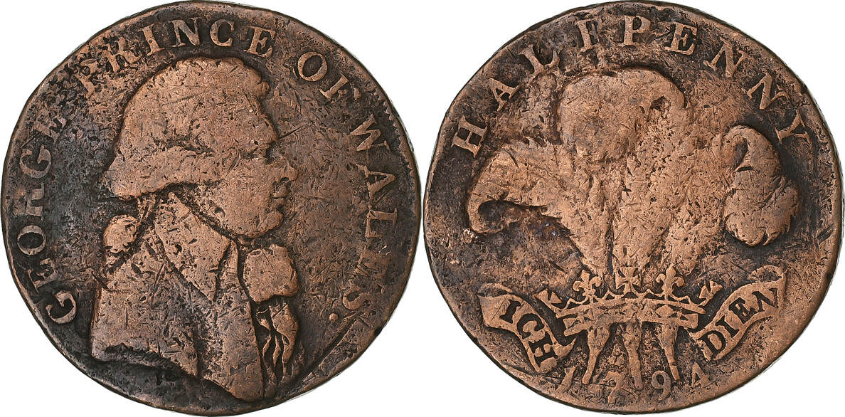 United Kingdom betaalpenning 1794 Halfpenny Token, George, Prince of ...