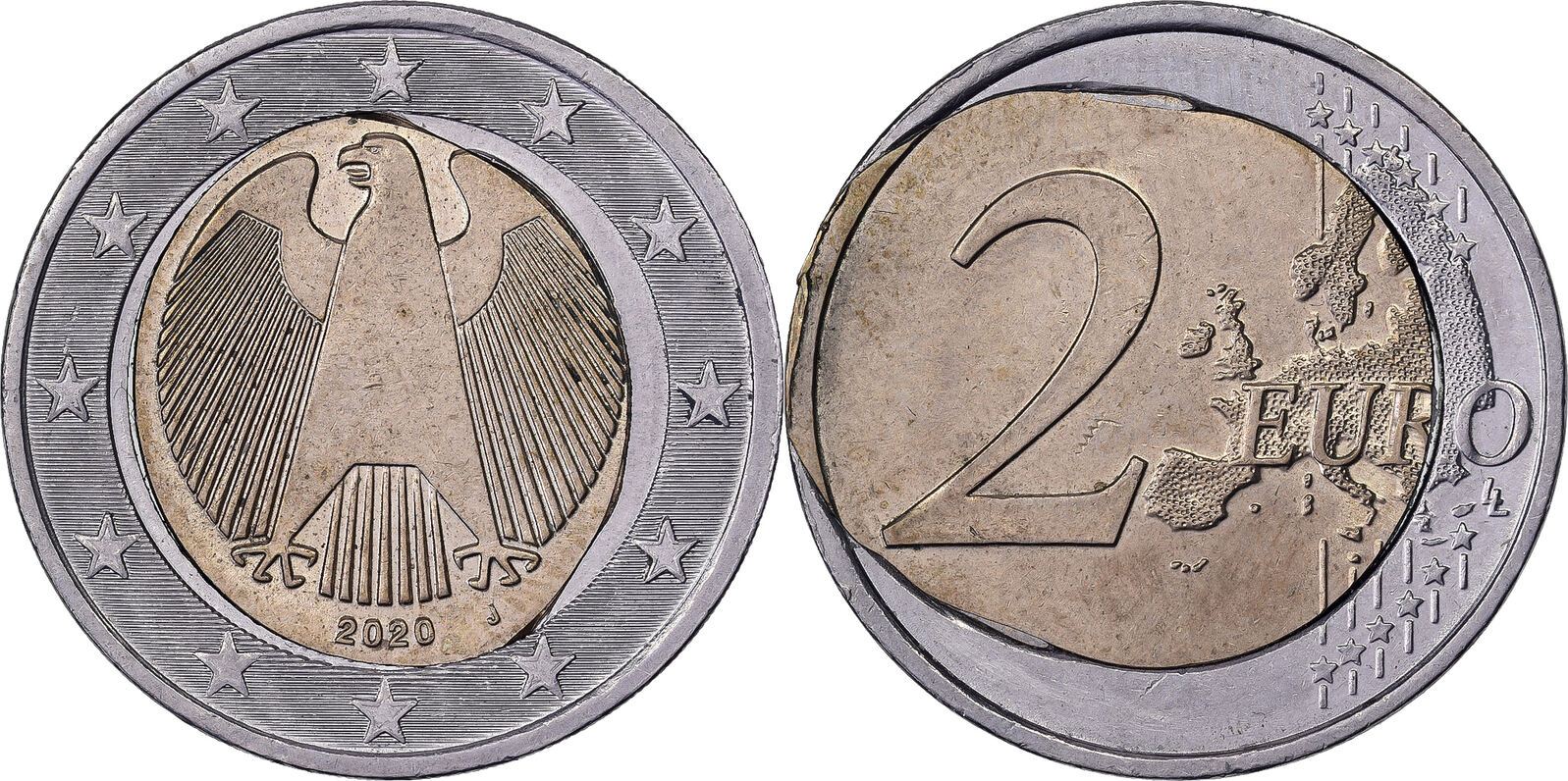Deutschland 2 Euro 2020 Hamburg error misaligned core, Hamburg, Bi-Metallic, VZ+ | MA-Shops