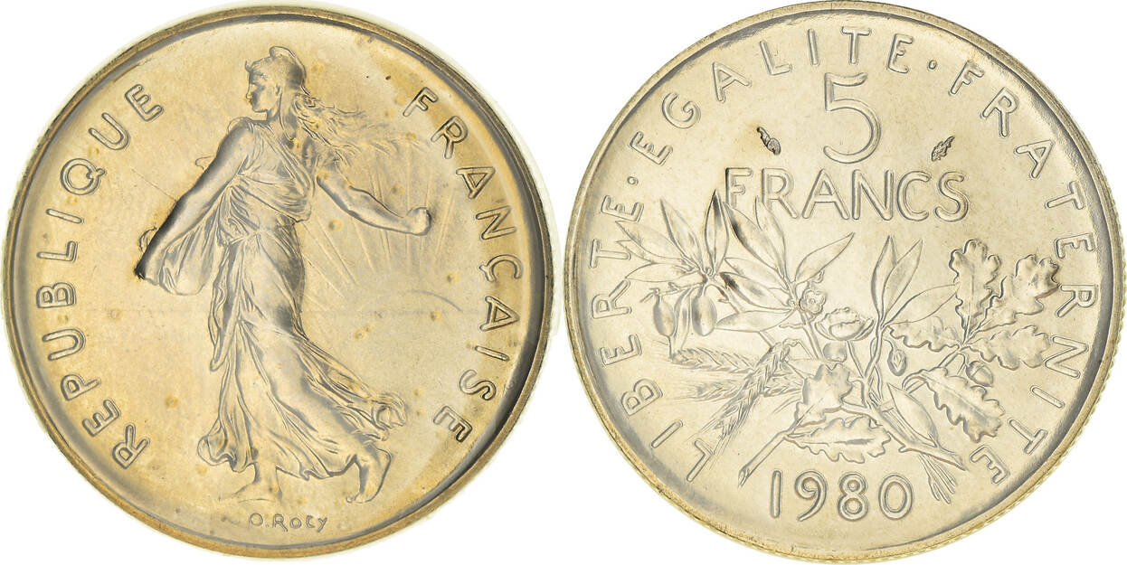 Frankreich 5 Francs 1980 Paris Münze, Semeuse, Paris, STGL, Nickel Clad | MA-Shops