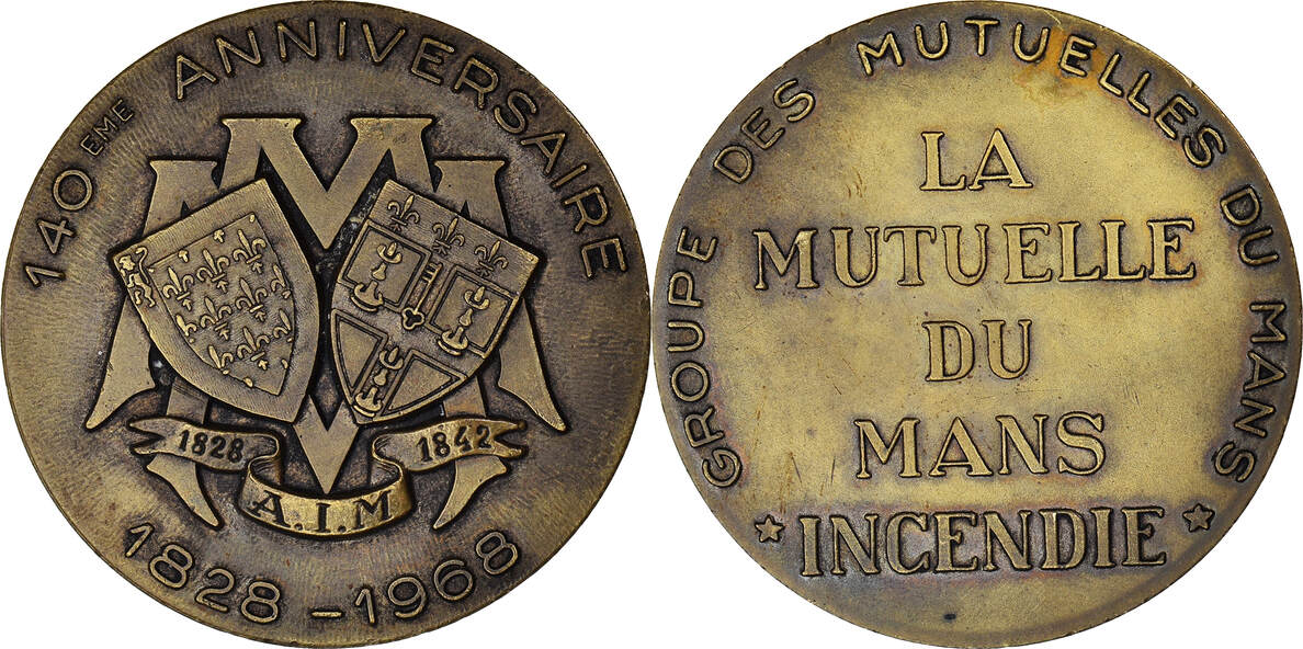 Frankreich Medaille 1968 Insurance, Mutuelle du Mans Incendie, 140 Ans ...