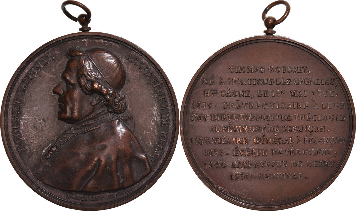 Frankreich Medaille Thomas Gousset, Archevêque de Reims, Montagny, SS+ ...
