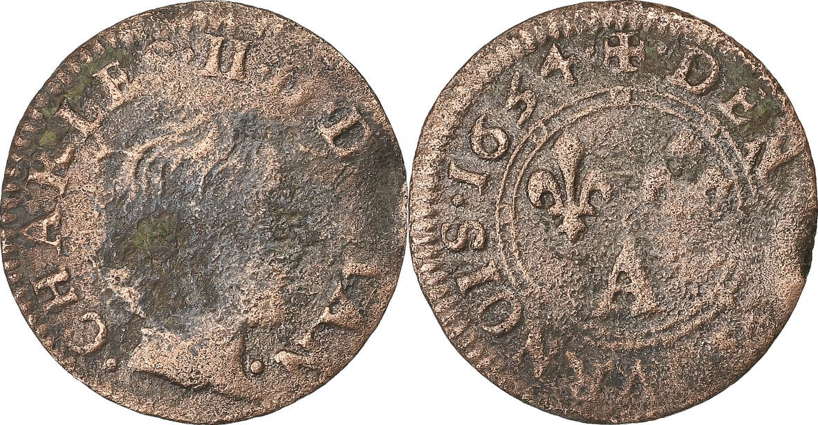 Frankreich Denier Tournois 1654 Charleville CHARLES II DE GONZAGUE ...