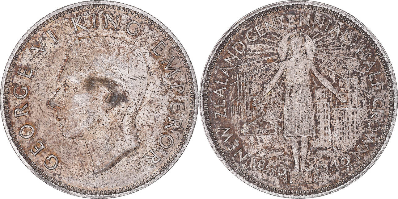 Neuseeland 1/2 Crown 1940 British Royal Mint Münze, George VI ...