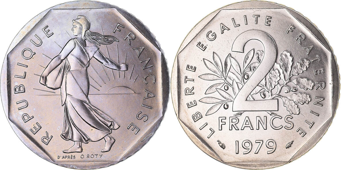 Frankreich 2 Francs 1979 Paris Münze, Semeuse, Paris, série FDC, STGL, Nickel | MA-Shops