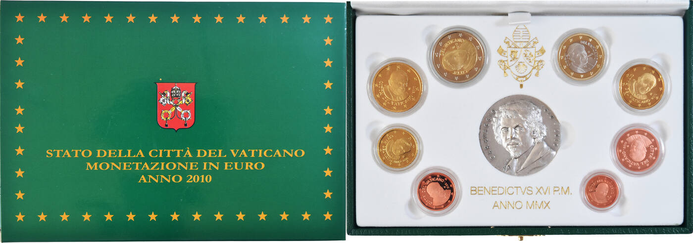 Vatikan 1 Cent to 2 Euro 2010 - Anno MMX Rome Pape Benoit XVI, Rome ...