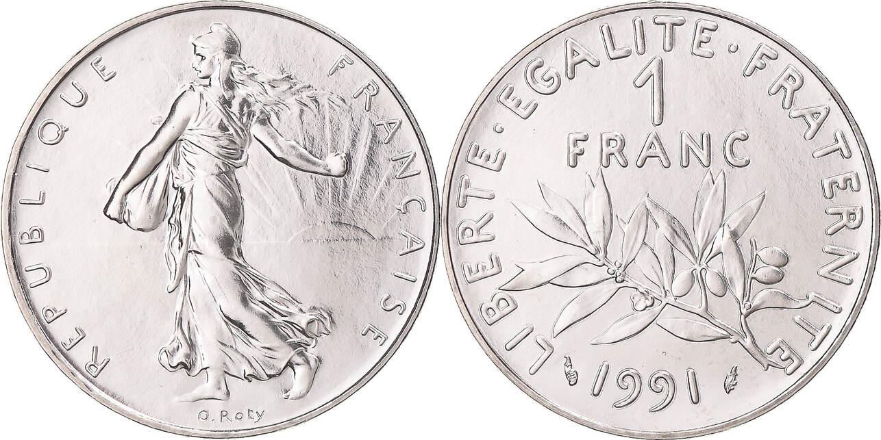 Frankreich Franc 1991 Monnaie de Paris Münze, Semeuse, Monnaie de Paris, BU, STGL, Nickel | MA-Shops