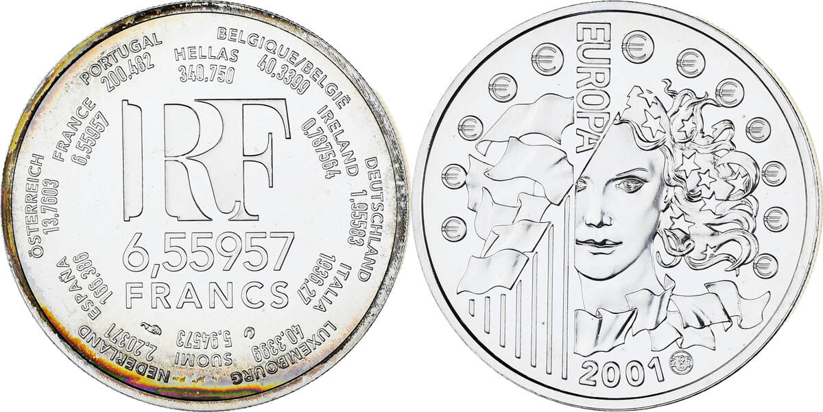Frankreich 6.55957 Francs 2001 Monnaie de Paris Europa - monnaie parité ...