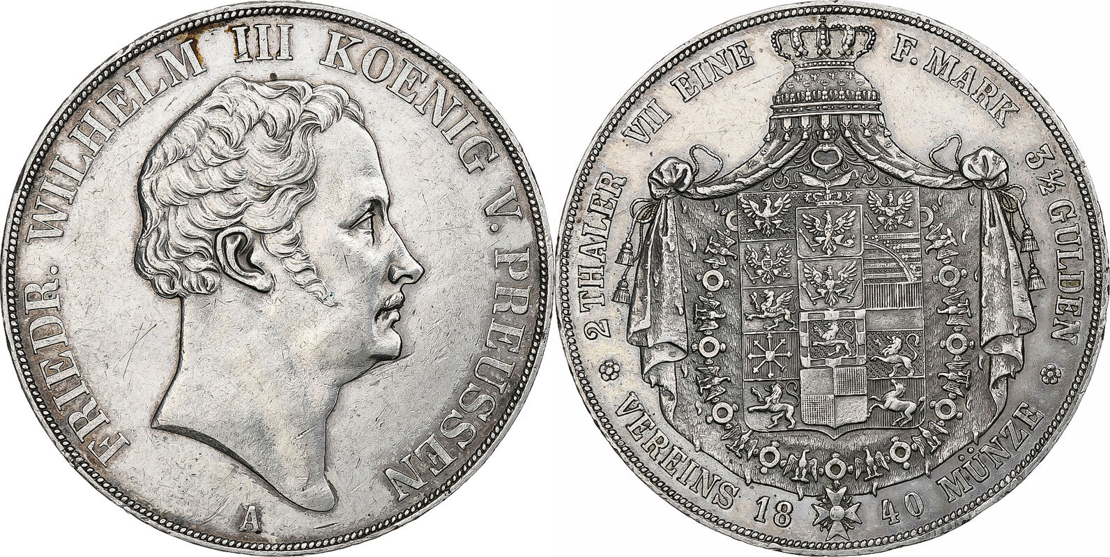 Deutschland 2 Thaler 1840 Berlin Kingdom of Prussia, Friedrich Wilhelm III, Berlin VZ | MA-Shops