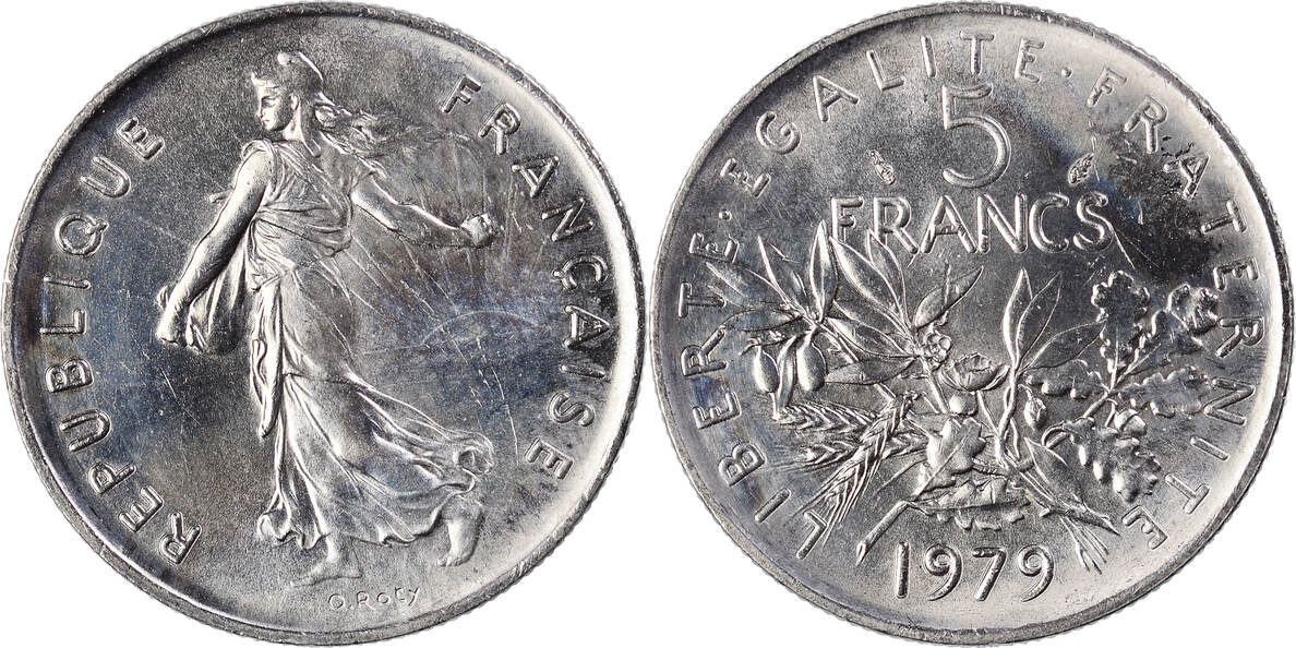 Frankreich 5 Francs 1979 Paris Münze, Semeuse, Paris, FDC, STGL, Nickel Clad | MA-Shops