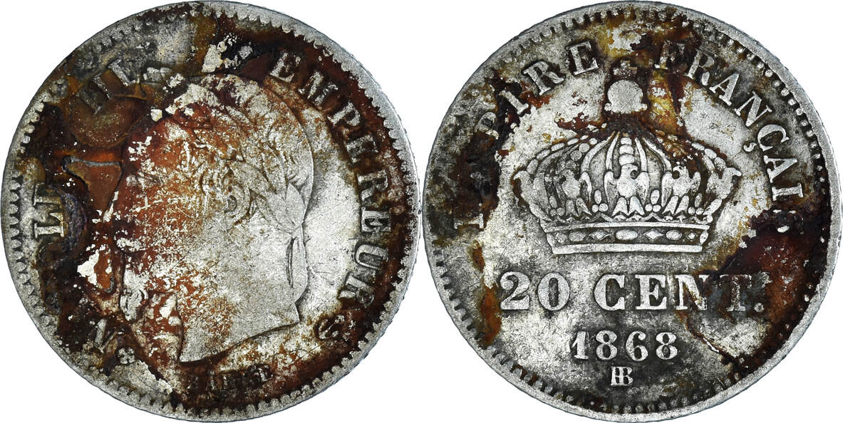 Frankreich 20 Centimes 1868 BB Münze, Napoleon III, Napoléon III, Strasbourg S | MA-Shops