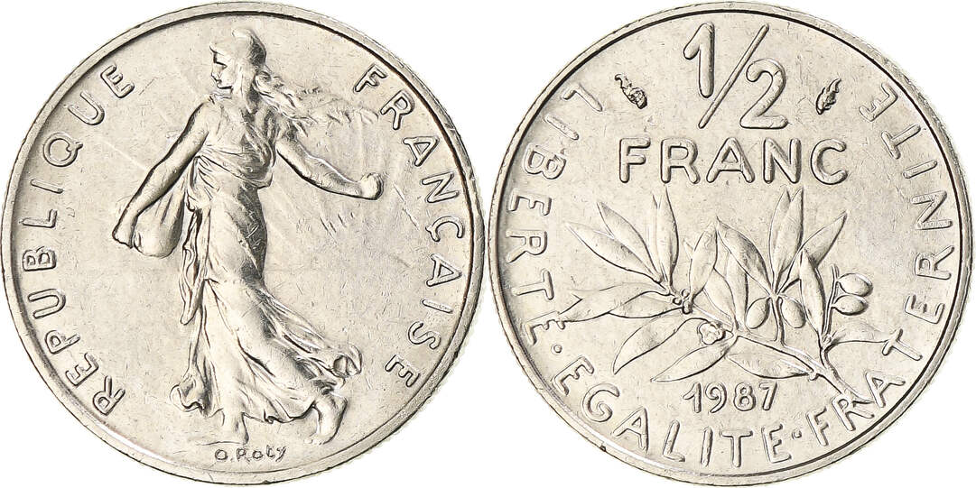 Frankreich 1/2 Franc 1987 Paris Münze, Semeuse, Paris, SS, Nickel, KM:931.1 | MA-Shops