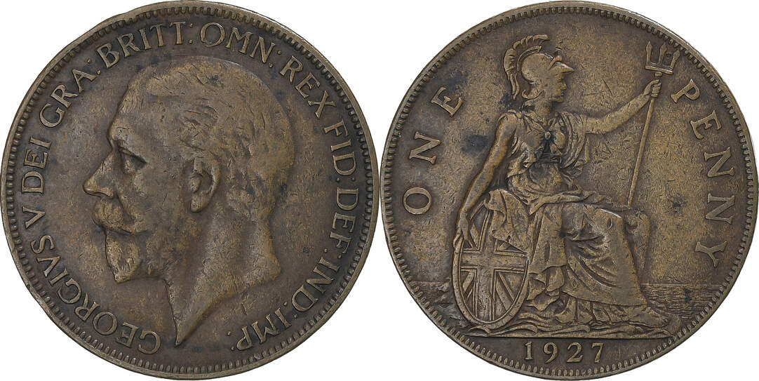 Großbritannien Penny 1927 Münze, George V, S+, Bronze, KM:826 | MA-Shops