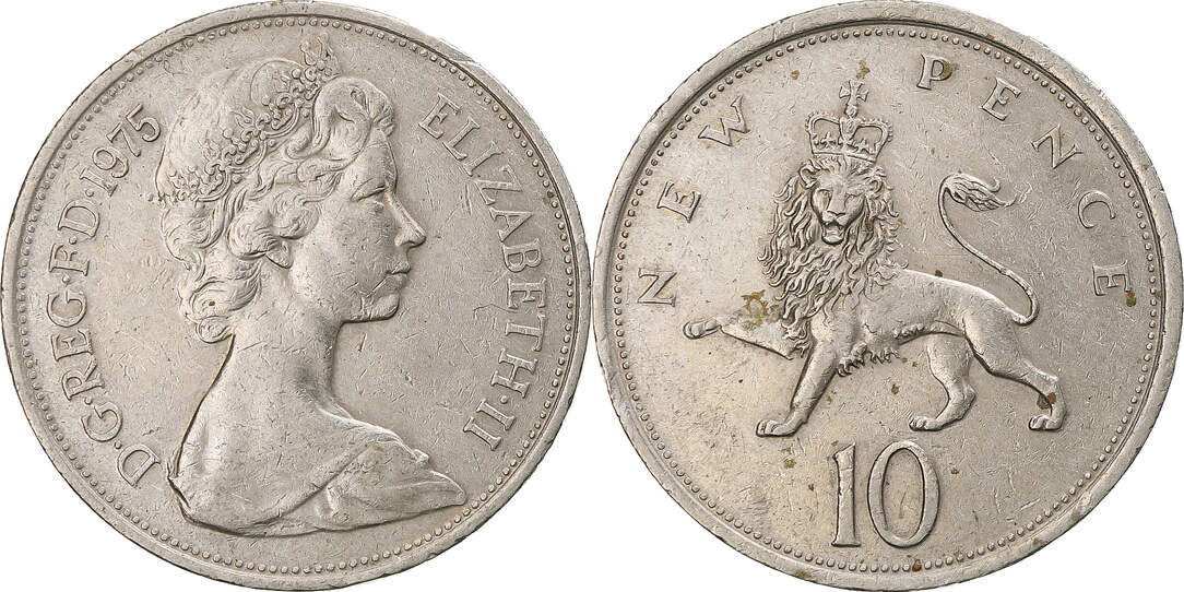 Großbritannien 10 New Pence 1971 Münze, Elizabeth II, SS, Kupfer-Nickel ...