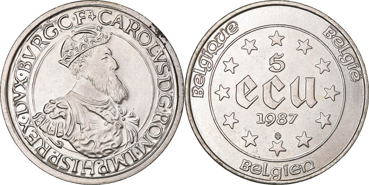 Belgien 5 Ecu 1987 Münze, UNZ, Silber, KM:166 | MA-Shops