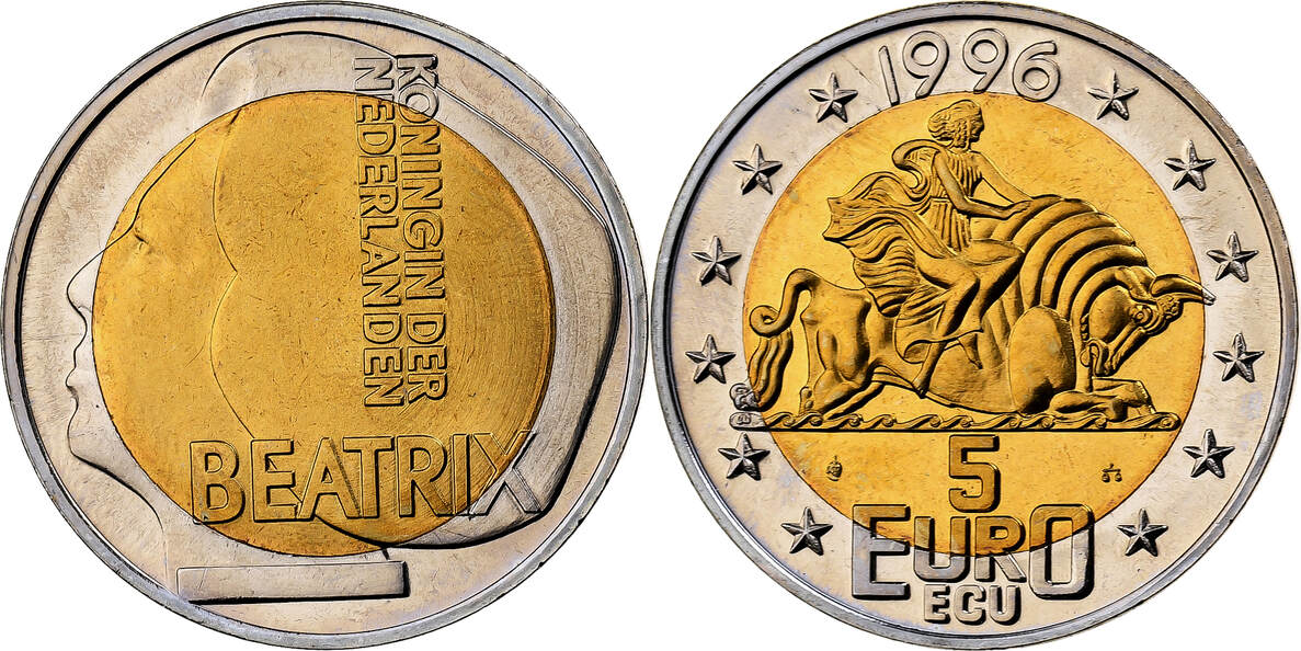 Niederlande 5 Euro 1996 Beatrix, Bimetallic, STGL | MA-Shops
