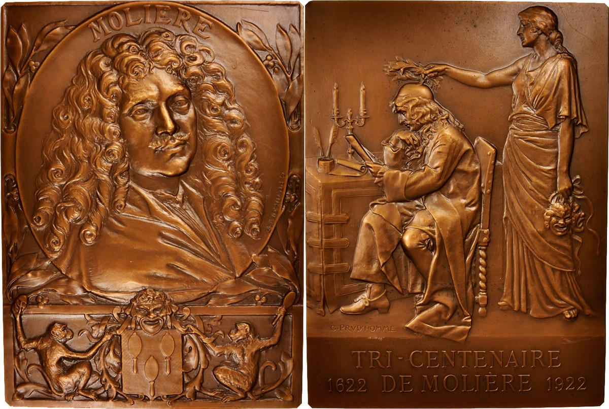 Frankreich Medaille 1987 Medal, Tri-Centenaire de Molière, Arts ...
