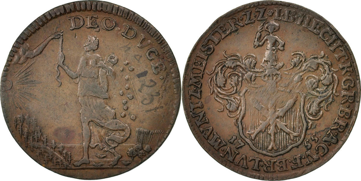 Deutschland betaalpenning 1755 Token, Brunswick, J.B. Hecht, SS+ ...