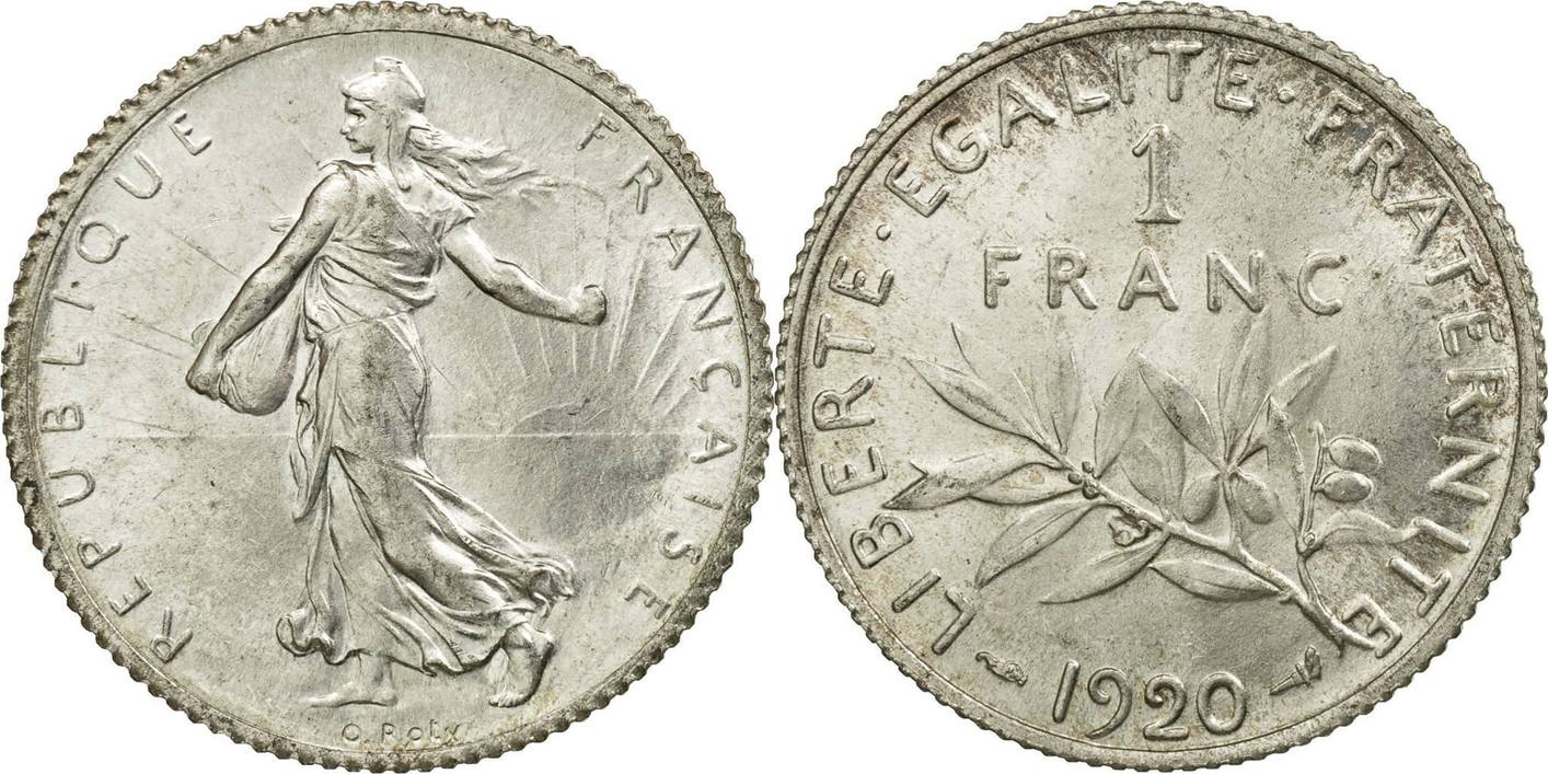 Frankreich Franc 1920 Paris Münze, Semeuse, Paris, UNZ, Silber, KM:844.1 | MA-Shops