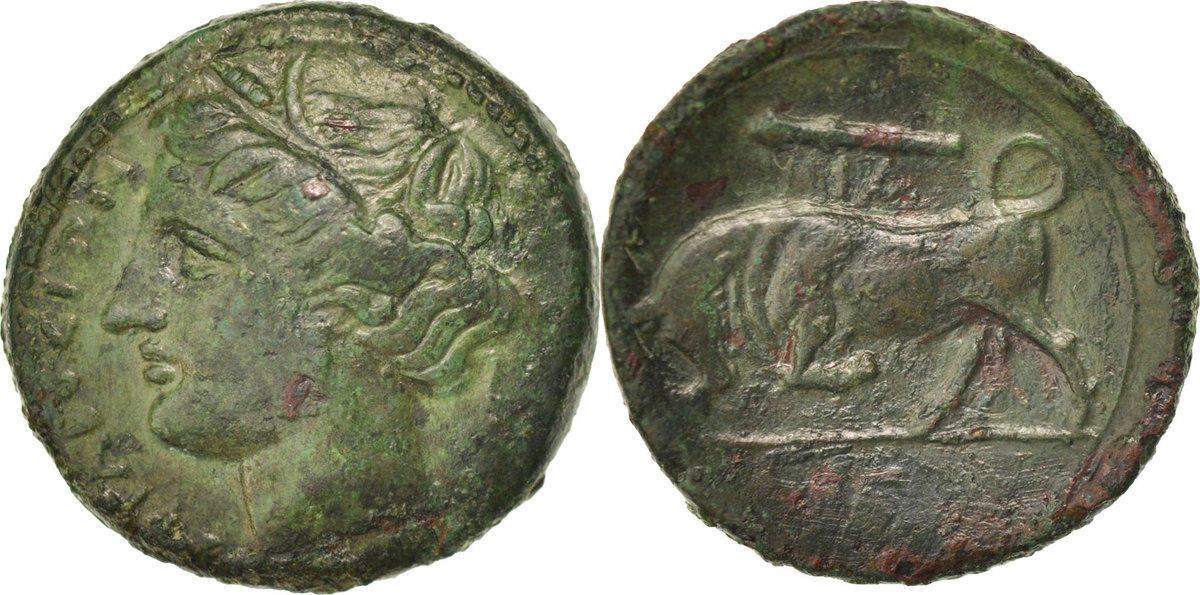 Bronze Münze, Sicily, Hieron II (274-216 BC), Persephone, Syracuse, SS ...