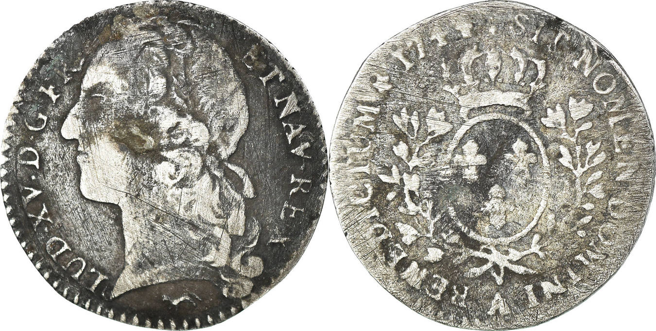 Frankreich 12 Sols, 1/10 ECU 1744 A Münze, Louis XV, 1/10 Écu au ...