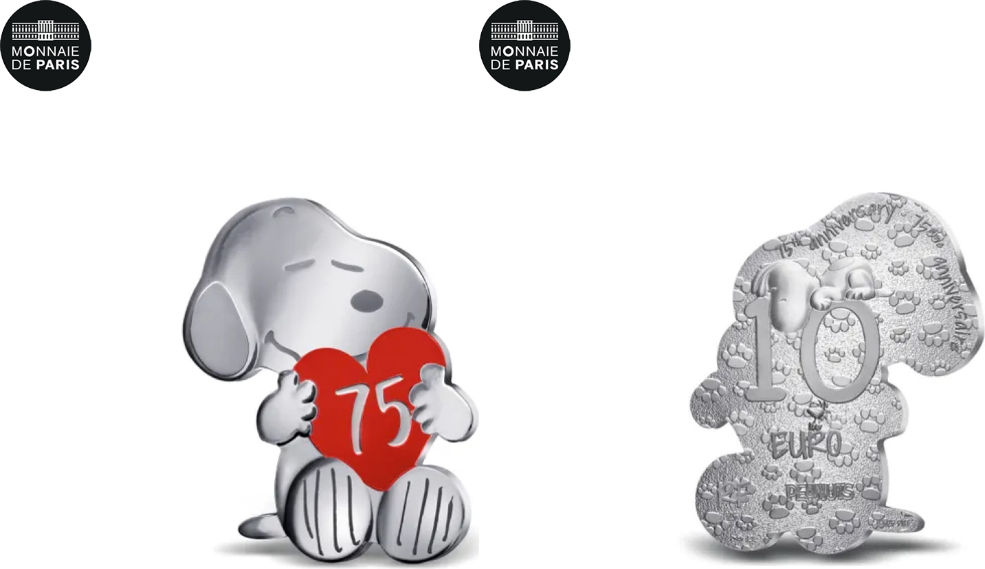 Frankreich 10 Euro 2025 75éme anniversaire de Snoopy (monnaie en forme ...