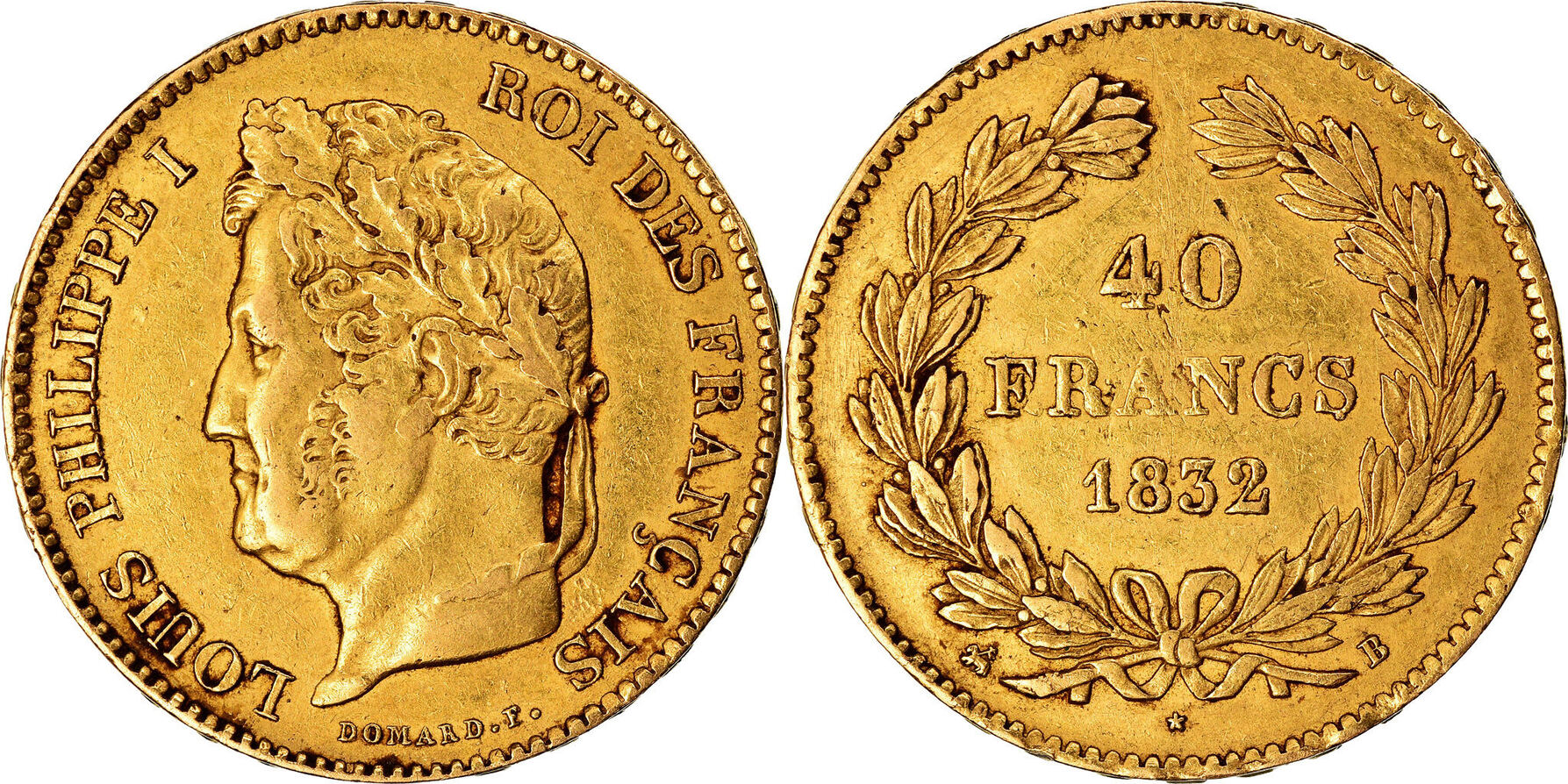 Frankreich 40 Francs 1832 B Münze, Louis-Philippe, Rouen, SS, Gold, KM ...