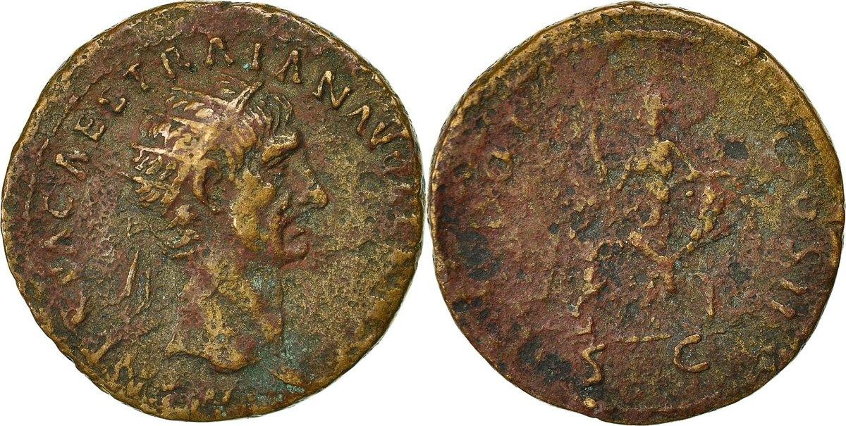 Dupondius 99 Rome Münze, Trajan, Rome, S+, Bronze, RIC:385 | MA-Shops