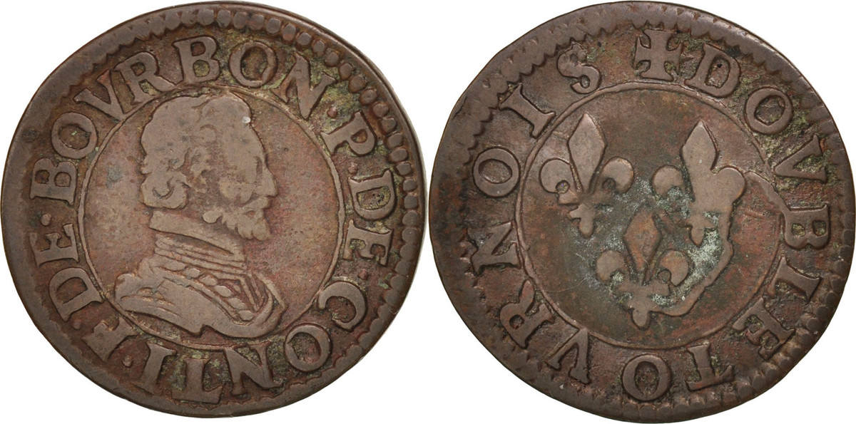 Frankreich Double Tournois Münze, Undated, S+, Kupfer, CGKL:674 | MA-Shops