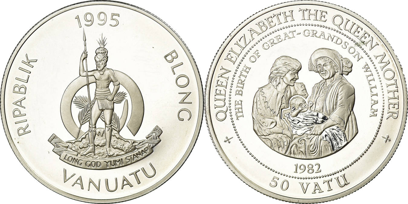 Vanuatu 50 Vatu 1995 Münze, Birth of Great Grandson Prince William ...