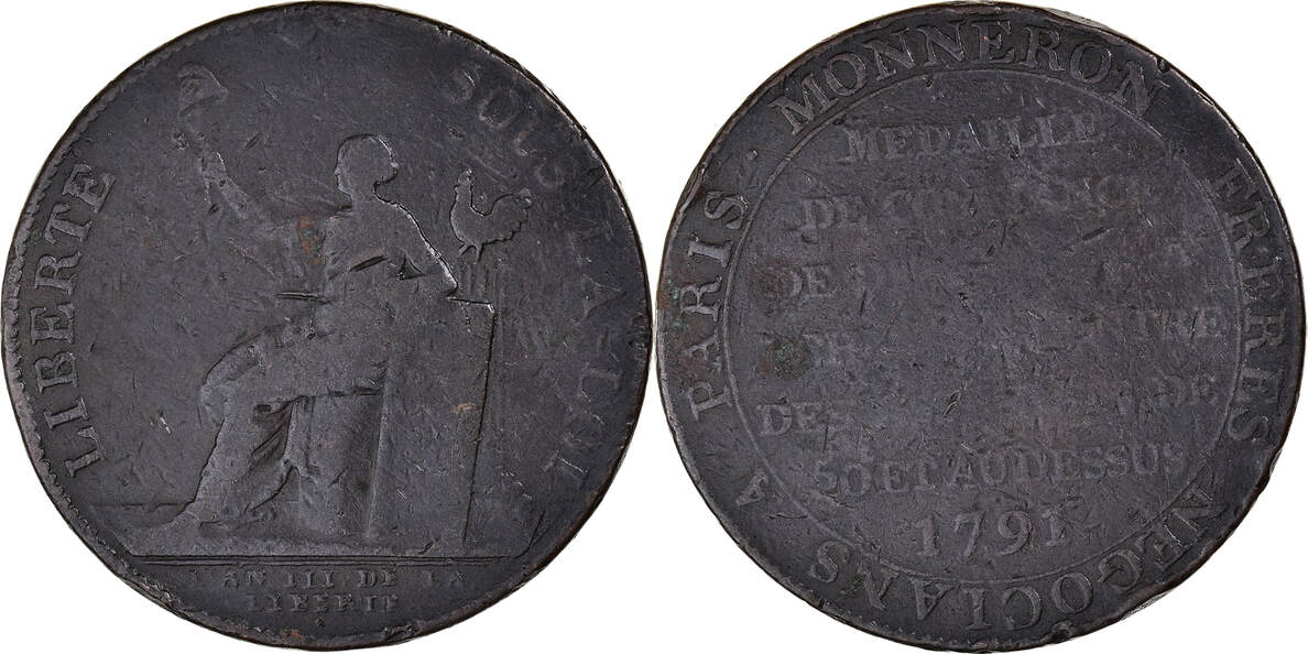 Frankreich 2 Sols 1791 Birmingham Münze, Birmingham, Monneron, S ...