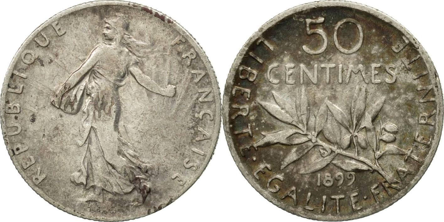 Frankreich 50 Centimes 1899 Paris Münze, Semeuse, Paris, SS, Silber, KM:854 | MA-Shops