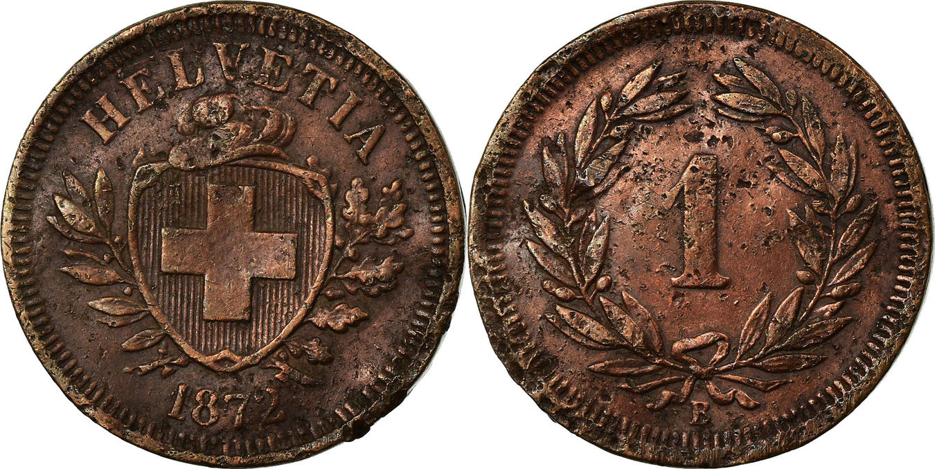 Schweiz Rappen 1872 B Münze, Bern, S, Bronze, KM:3.1 | MA-Shops