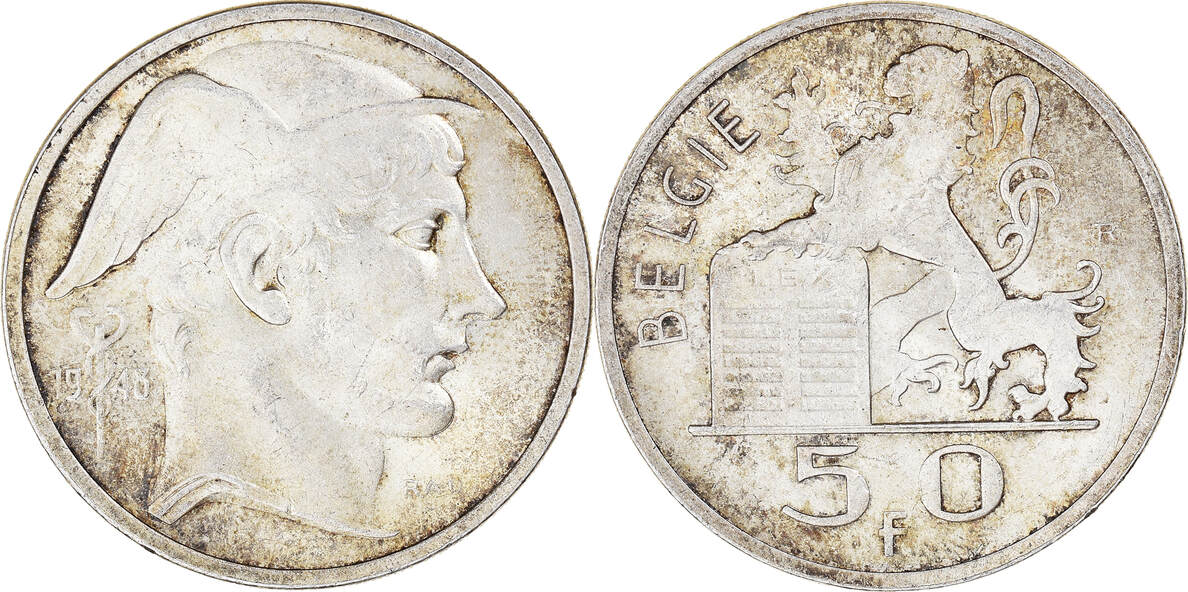 Belgien 50 Francs, 50 Frank 1948 Not Applicable Münze, SS+, Silber, KM ...