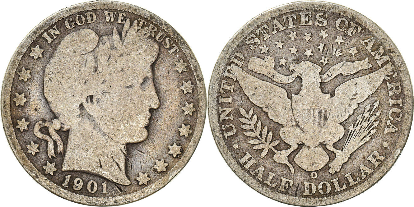 Vereinigte Staaten 1901 O Münze, Barber Half Dollar, U.S. Mint SGE+ ...