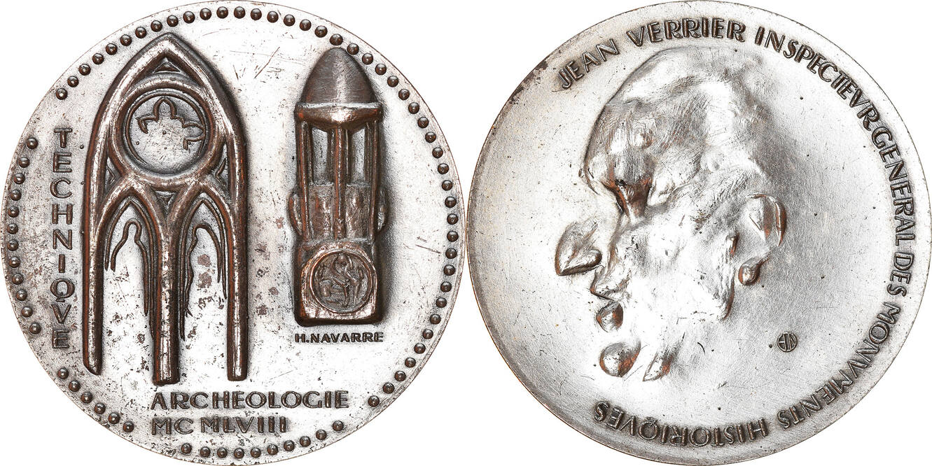 Frankreich Medaille 1958 Archéologie, Jean Verrier, Arts & Culture, SS+ ...