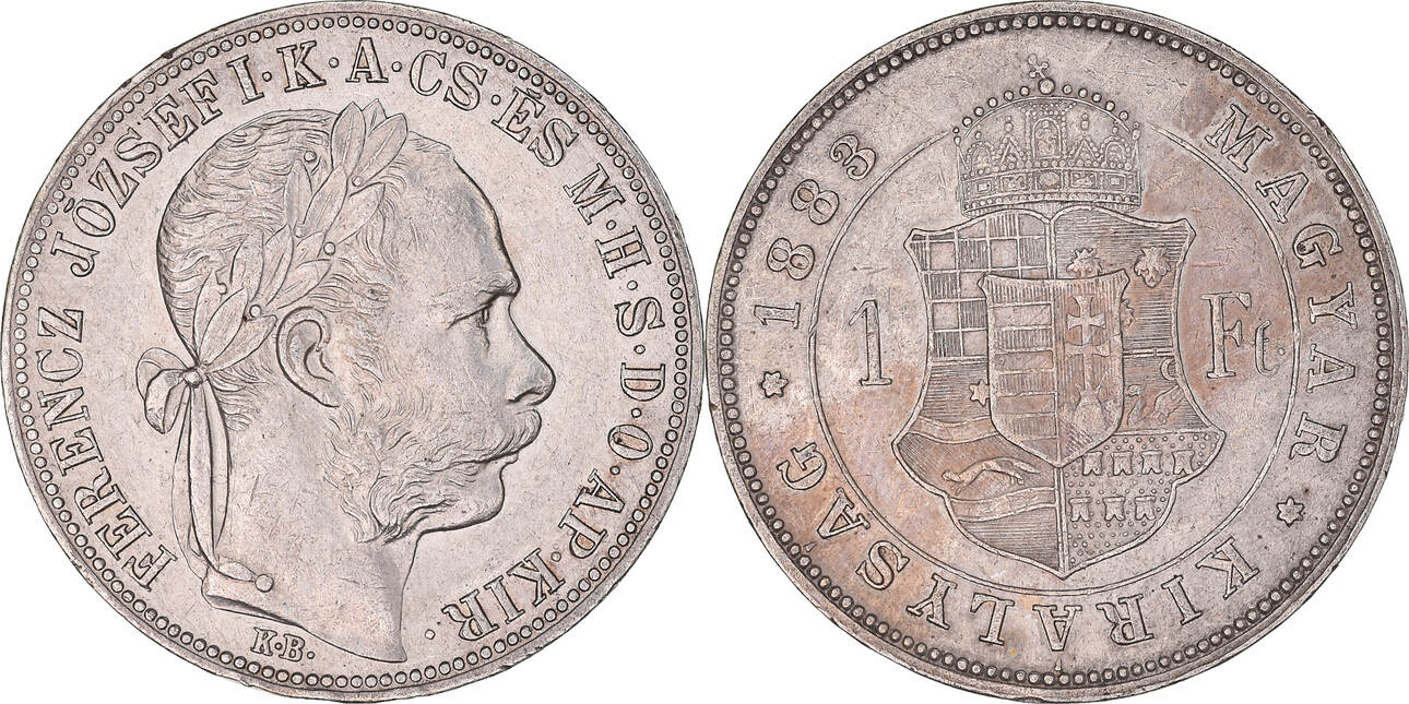 Ungarn Forint 1883 KB Münze, Franz Joseph I, Kremnitz, SS+, Silber, KM:469 | MA-Shops