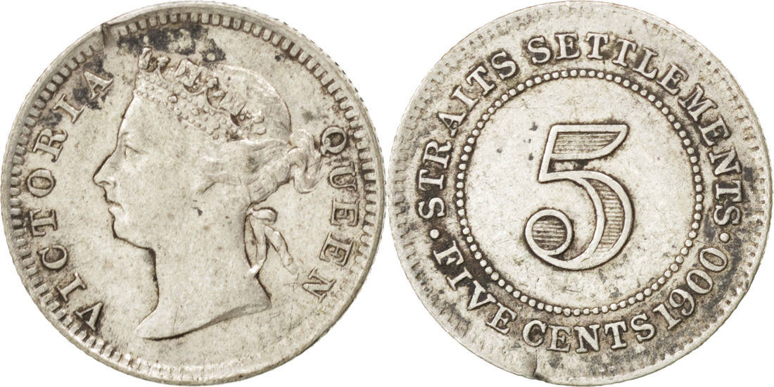 Straits Settlements 5 Cents 1900 M nze Victoria S Silber KM 10 straits-settlements-5-cents-1900-m-nze-victoria-s-silber-km-10