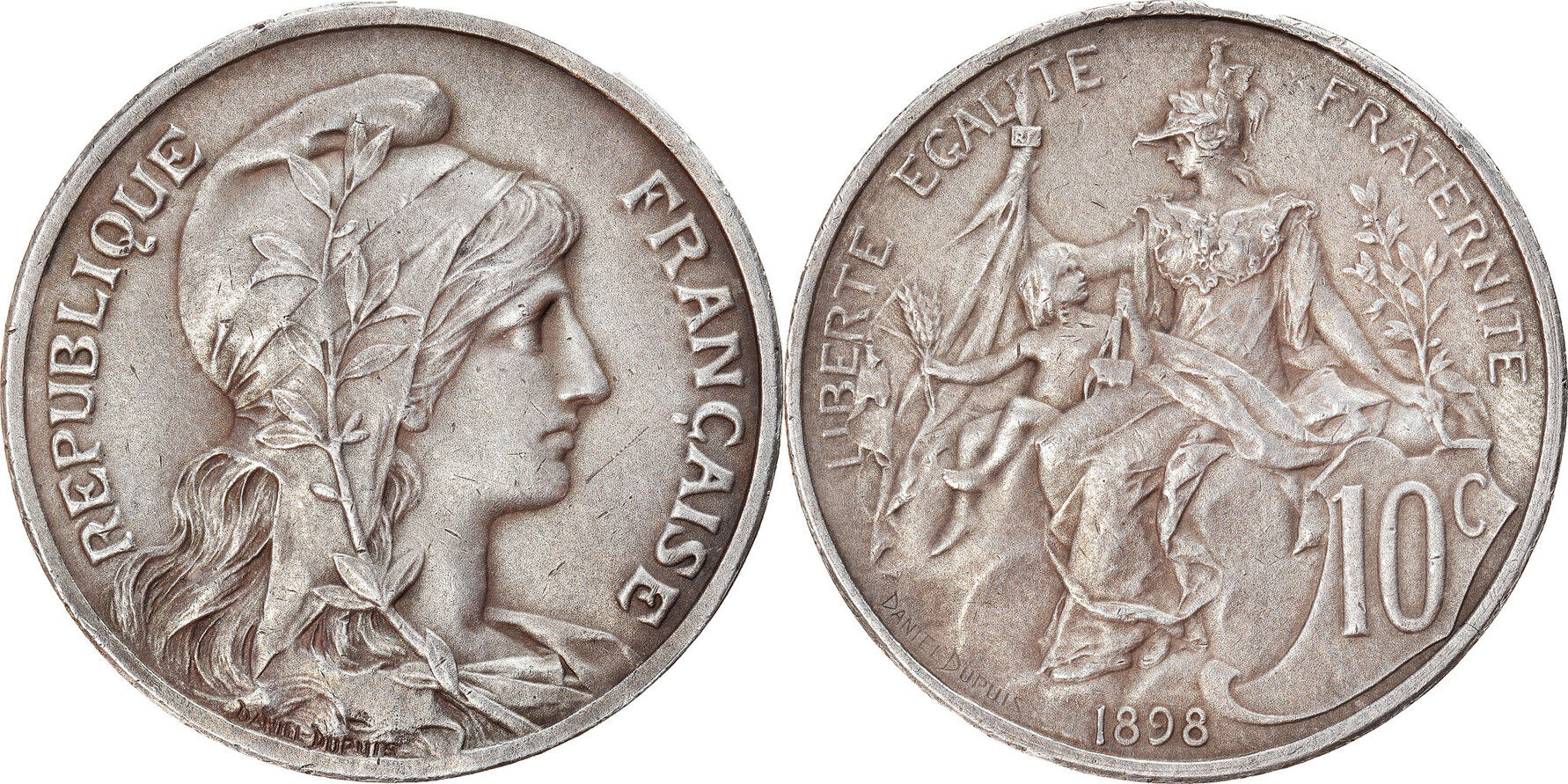 Frankreich 10 Centimes 1898 Paris Daniel-Dupuis, Paris, Flan mat ...