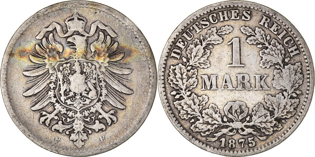 GERMANY - EMPIRE Mark 1875 H Münze, Wilhelm I, Darmstadt, S, Silber, KM ...