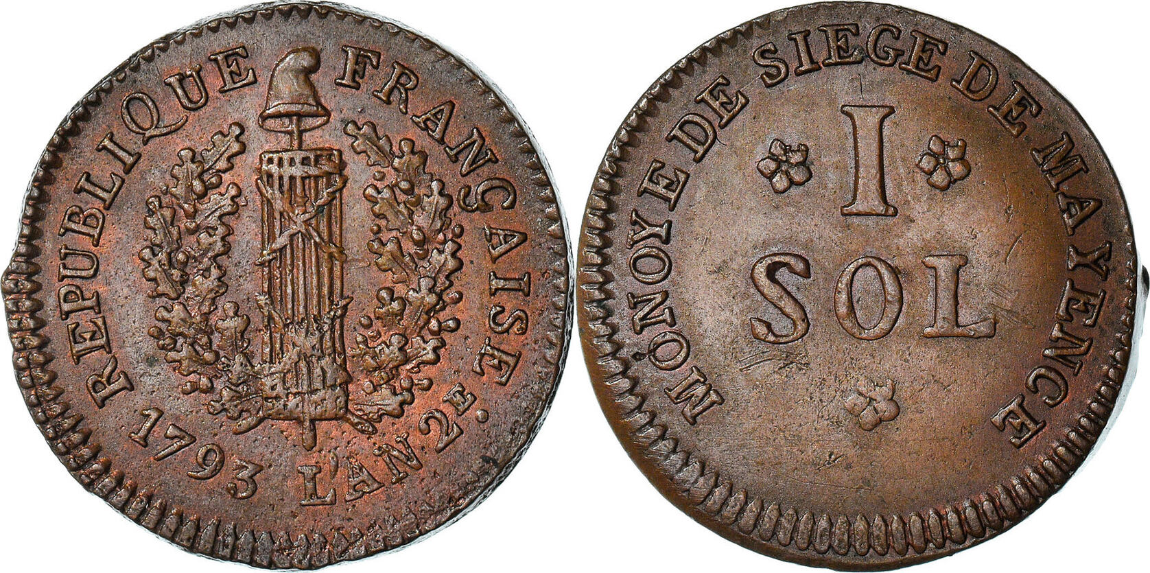 Deutsch Staaten Sol 1793 Mayence Münze, MAINZ, Friedrich Karl Josef ...
