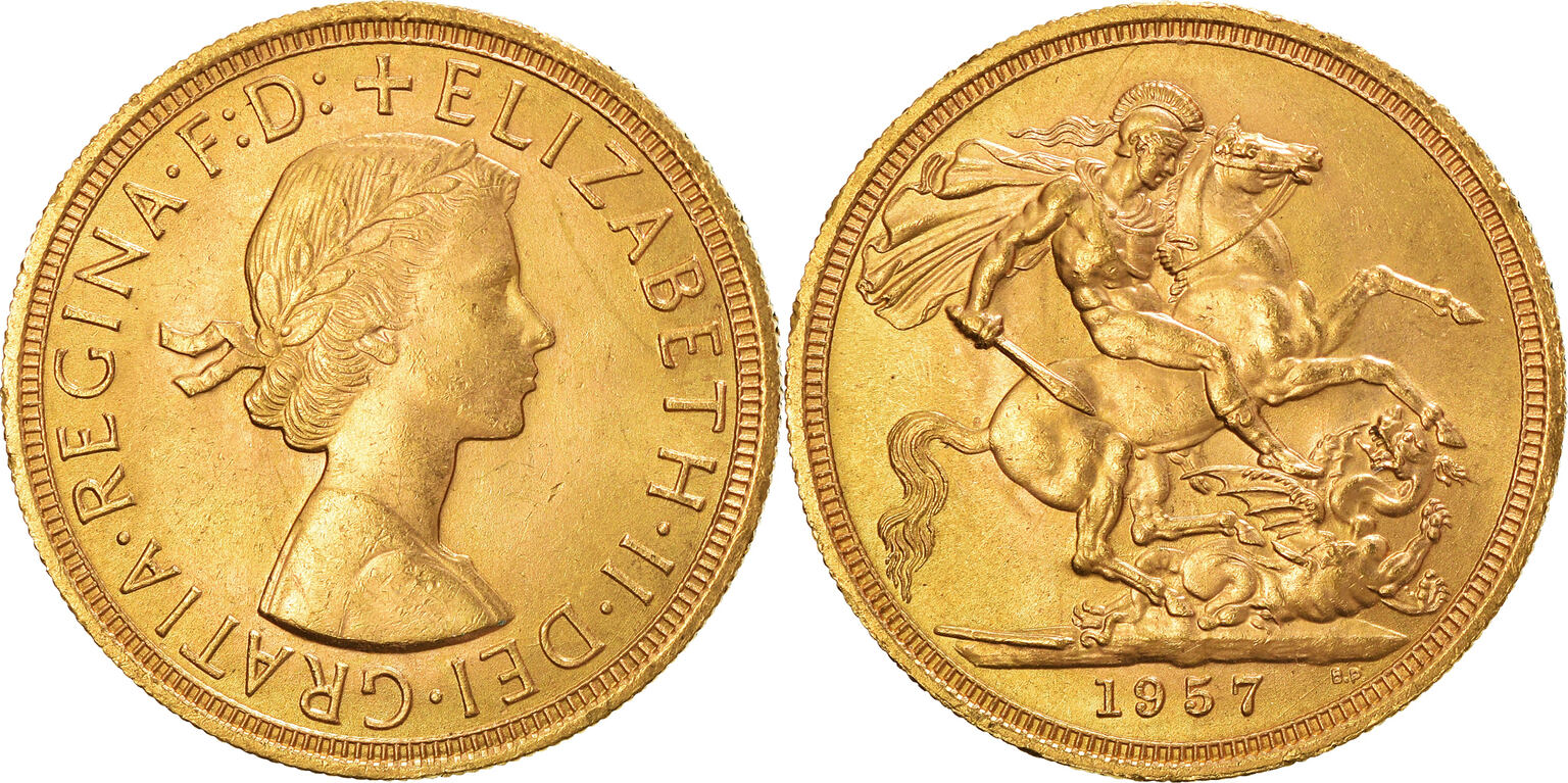 Großbritannien Sovereign 1957 London Münze, Elizabeth II, London, UNZ ...
