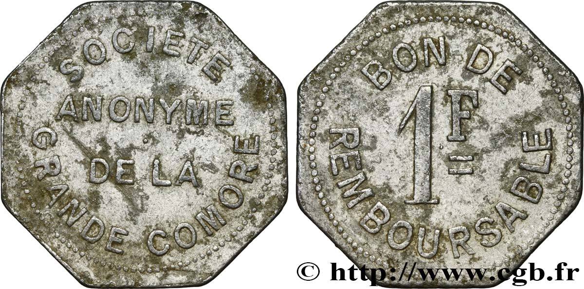 1 Franc Société Anonyme de la Grande Comore KOMOREN N.D. (28mm, 1,47g ...