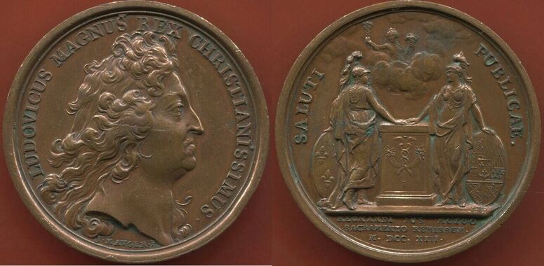 Médailles BRONZE 1717 LOUIS XIV 1643-1715 MÉDAILLE EN LA RENONCIATION 7 ...