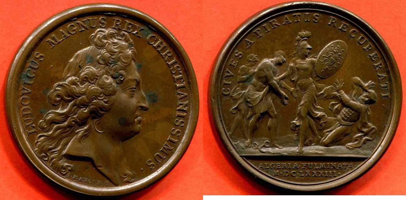 Médailles MEDAILLE 1683 LOUIS XIV 1643-1715 EN BRONZE BOMBARDEMENT D ...