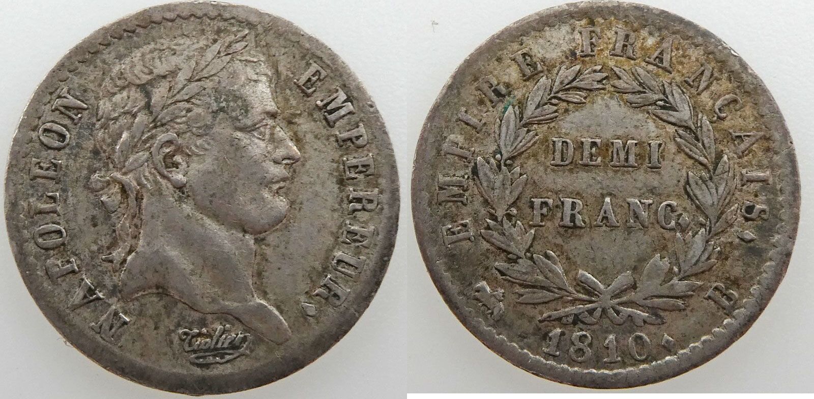 1/2 Franc Demi-Franc Napoléon I 1810 B, TTB, KM#691.2 ss | MA-Shops